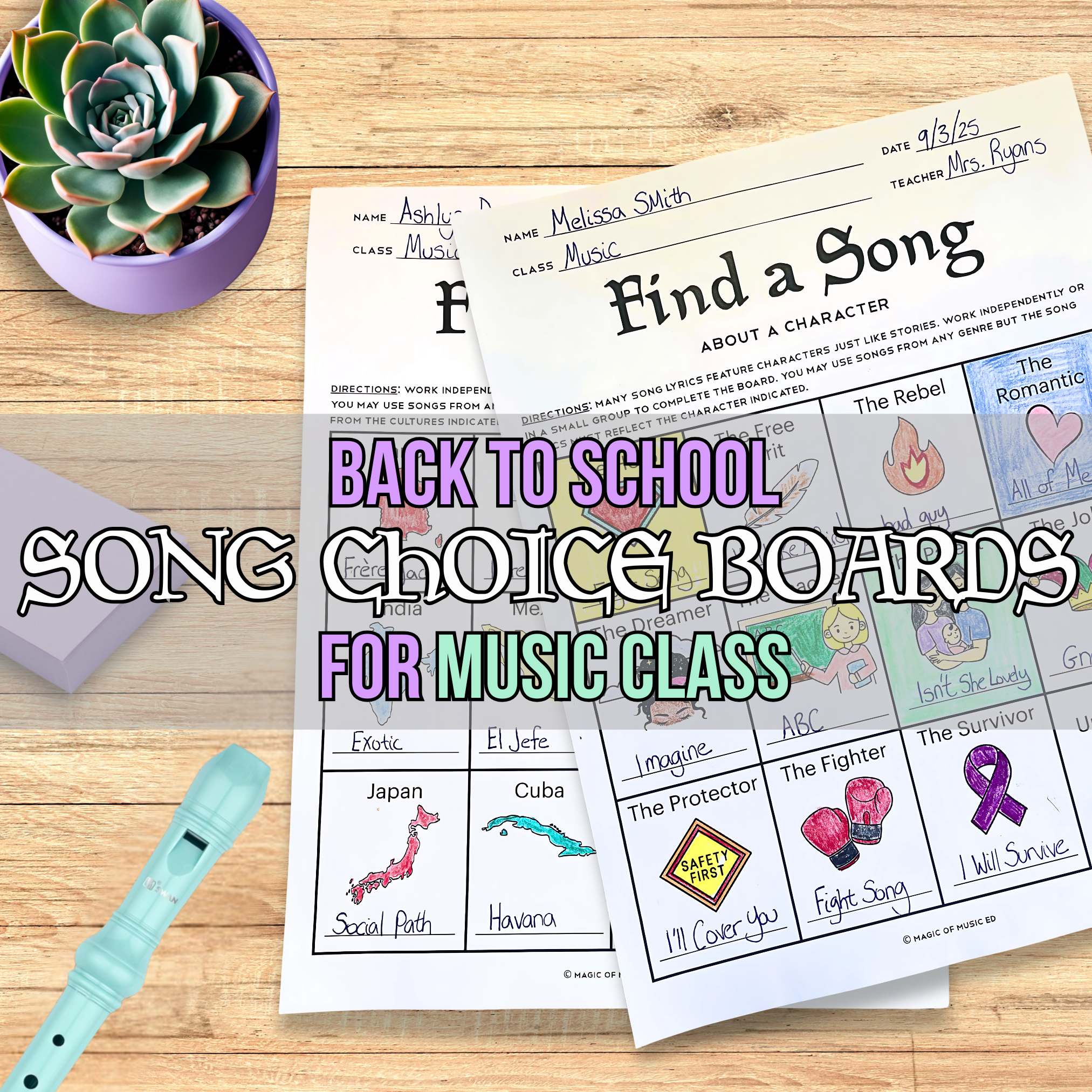 Back to School Song Choice Boards for Music Class - Magic of Music Ed